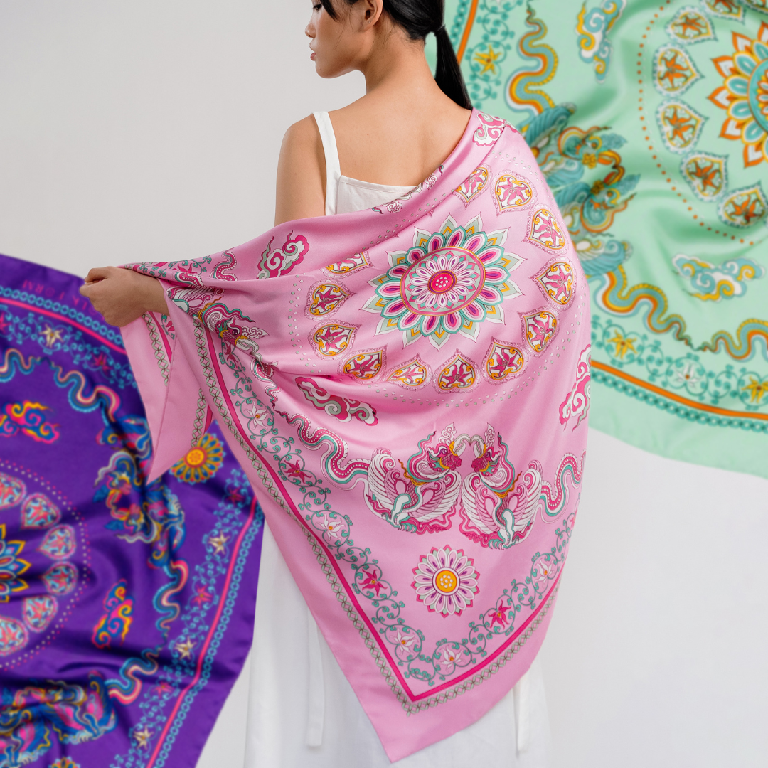 Folk Form Phoenix Dance Silk Scarf